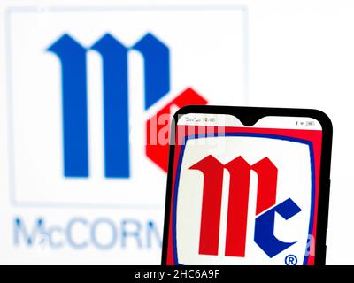 In this photo illustration McCormick & Company logo seen displayed on a ...