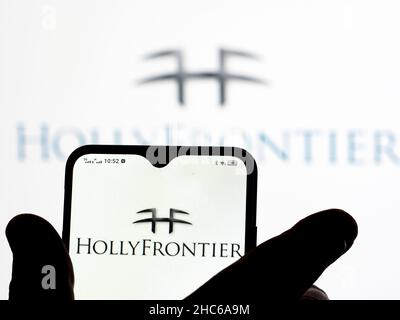 In this photo illustration, HollyFrontier Corporation logo is seen on a ...