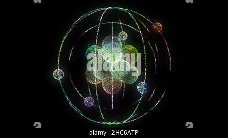 Atomic Structure of Particle on Black Background Stock Photo - Alamy