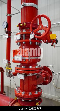 Fire hydrants. The red water pipes with spigot Stock Photo - Alamy