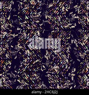 Exotic multicoloured boho stripe line print. Seamless autumnal dark ground detailed repeat ...