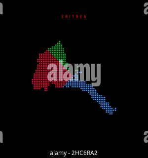 Square dots pattern map of Eritrea. Eritrean dotted pixel map with national flag isolated on ...