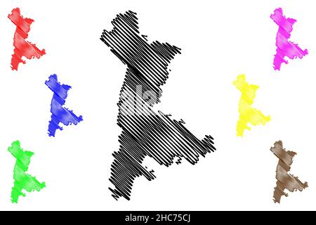 Nuh district (Haryana State, Republic of India) map vector illustration ...
