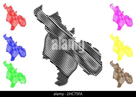 Panchkula district (Haryana State, Republic of India) map vector ...