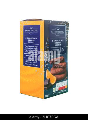 A box of ASDA Extra Special Chocolate Florentines on white background ...