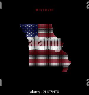 Square dots pattern map of Missouri. Dotted pixel map with flag ...