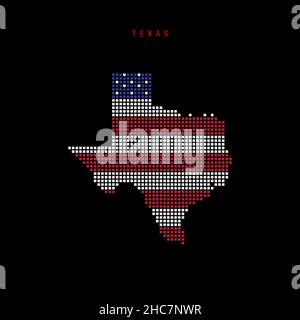 Square dots pattern map of Texas. Dotted pixel map with flag isolated ...
