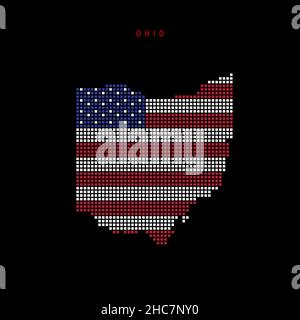 Square dots pattern map of Ohio. Dotted pixel map with flag isolated on ...