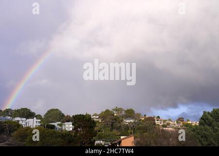 A rainbow is seen, Saturday, Dec. 25, 2021, in Del Mar, Calif. (Photo ...