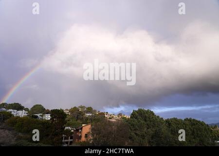A rainbow is seen, Saturday, Dec. 25, 2021, in Del Mar, Calif. (Photo ...
