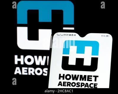 In this photo illustration Howmet Aerospace Inc. logo seen displayed on ...
