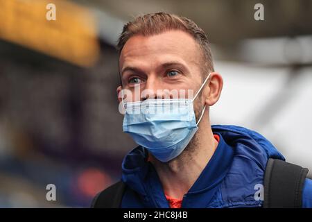 Jordan Rhodes #9 of Huddersfield Town arrives for the Sky Bet ...