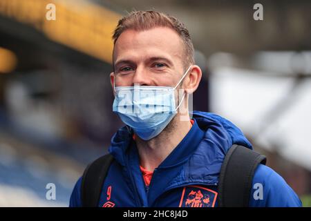 Jordan Rhodes #9 of Huddersfield Town arrives for the Sky Bet ...