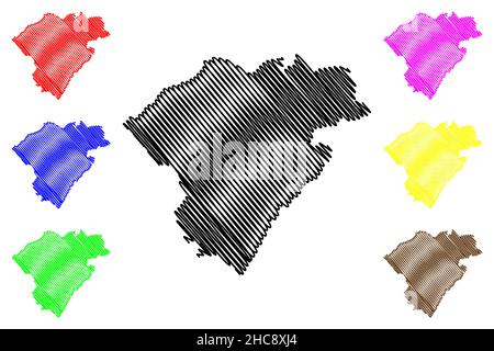 Peren district (Nagaland State, Republic of India) map vector ...