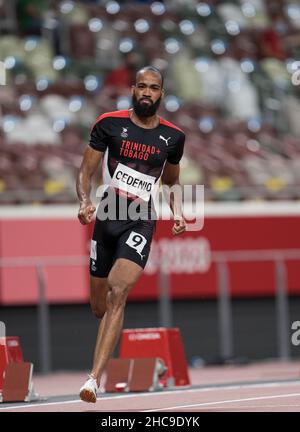Machel Cedenio participating in the semi-final of the 400 meters of the ...