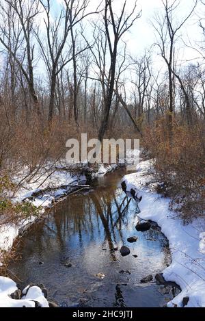 Snowy day at the Mountain Lakes Preserve in Princeton, New Jersey ...