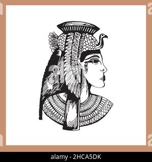 Pharaoh cleopatra, Egyptian woman hand drawn, female hand drawing ...