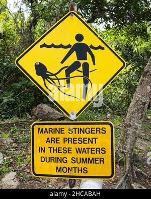 Jellyfish sting warning sign the danger zone at beach Stock Photo - Alamy