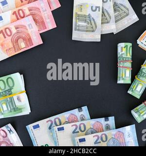 Euro bills are creative layout. Business concept, development ...