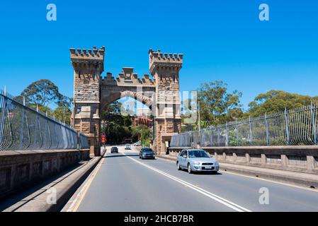 Suspension Bridge or Long Gully Bridge in Tunks park, Sydney, New South ...