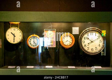 Antique clock in the section 'Time and Money' of the Museum 'Banco do ...