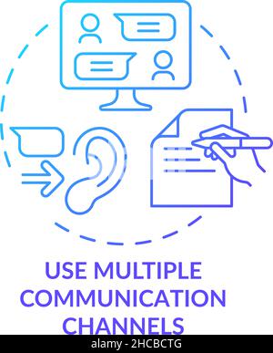 Multiple communication channels blue gradient concept icon Stock Vector ...