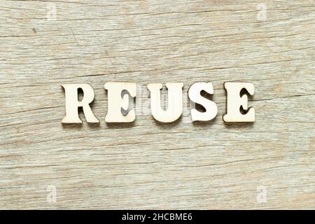 Alphabet letter with word reuse in black line hand drawing as bubble ...