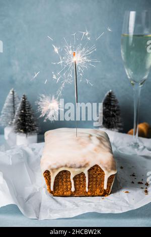 Plate in shape of Christmas tree with treats and decor on dark ...