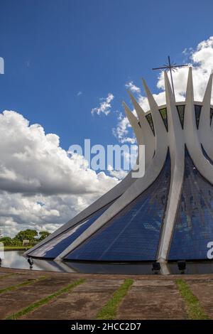 Architectural detail of the Metropolitan Cathedral of Brasília designed ...