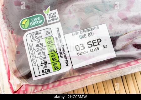 Nutritional data label on packet of ASDA supermarket own-label pickled ...