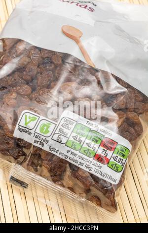 Nutritional data label on packet of ASDA supermarket own-label pickled ...