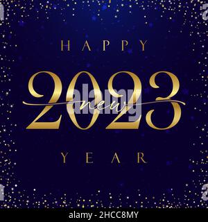 2023 New year celebration square template background with 3d hanging ...