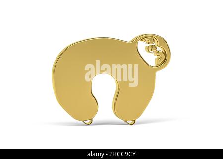 Golden 3d sloth icon isolated on white background - 3d render Stock ...