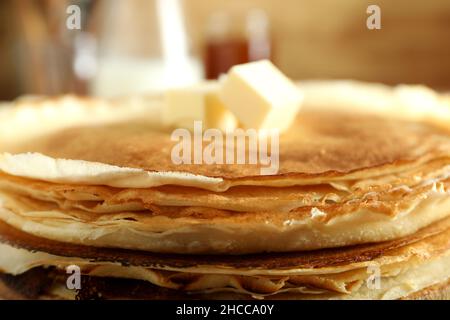 Concept of tasty food with crepes, close up Stock Photo - Alamy