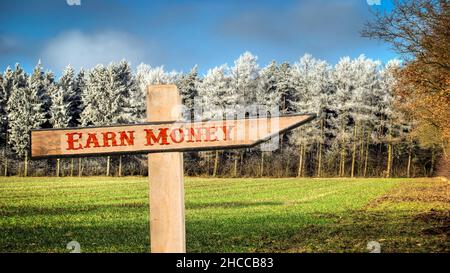Street Sign the Direction Way to Earn Money Stock Photo - Alamy