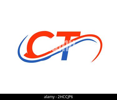 modern CT letter real estate logo in linear style with simple roof ...