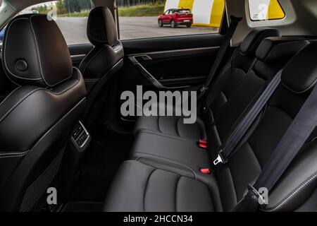Back passenger seats in modern sport car, frontal view Stock Photo - Alamy