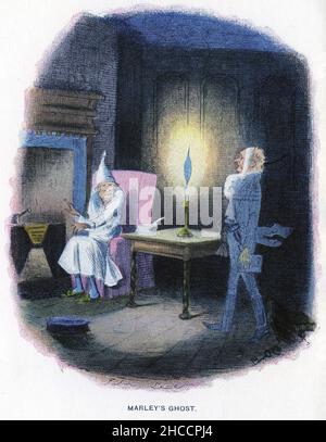 Illustration of Marley's Ghost from Charles Dickens' 'A Christmas Carol ...