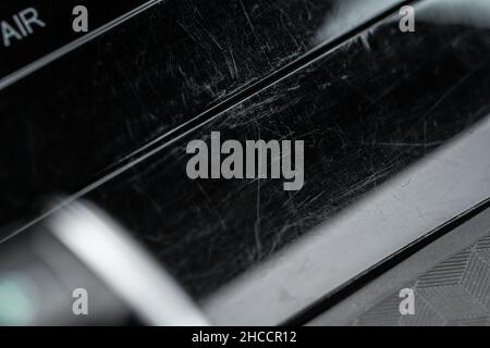 Scratched plastic details. Textured black plastic Stock Photo - Alamy