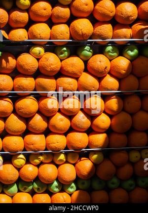 Apples oranges sunlight Stock Photo - Alamy