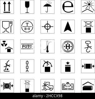 Vector illustration of handling and packing icons for carton box ...