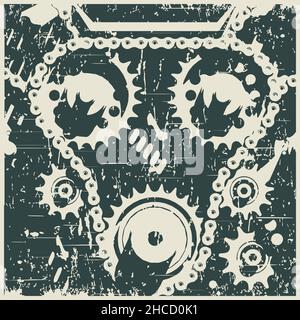 Stylized vector illustration of gears and chain drive Stock Vector ...