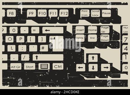 Stylized vector illustration of a mechanical keyboard part. Switches ...