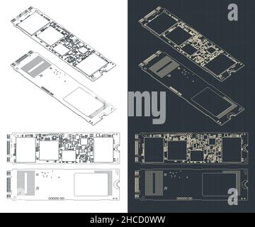 Stylized vector illustration of blueprints of SSD Stock Vector Image ...