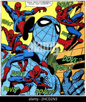 Italy - 1970: first edition of Marvel comic books, cover of The Amazing Spider-Man, L'Uomo Ragno ...