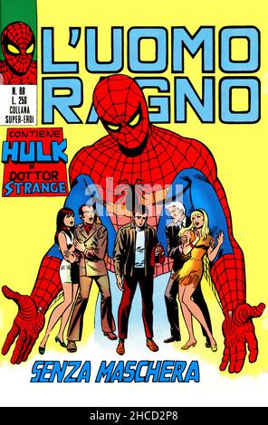 Italy - 1970: first edition of Marvel comic books, cover of The Amazing Spider-Man, L'Uomo Ragno ...