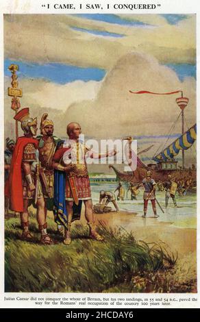 Illustration Of Julius Caesar's Invasion Of Britain When 80 Roman ...
