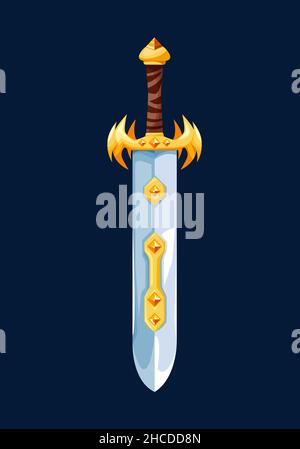 Magical cartoon dwarf broadsword blade. Vector fairytale short sword ...
