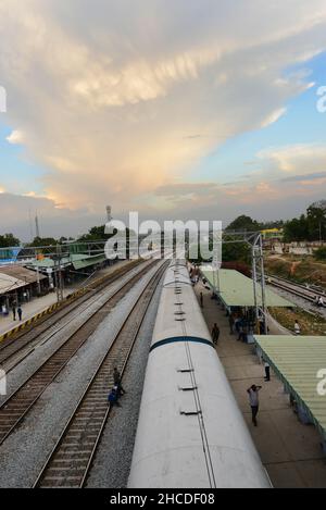 Kuppam railway station, Chittoor district, Andhra Pradesh, India Stock ...