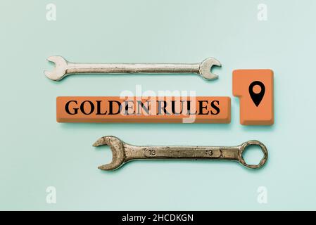 Conceptual caption Golden Rules, Conceptual photo Basic principle that ...
